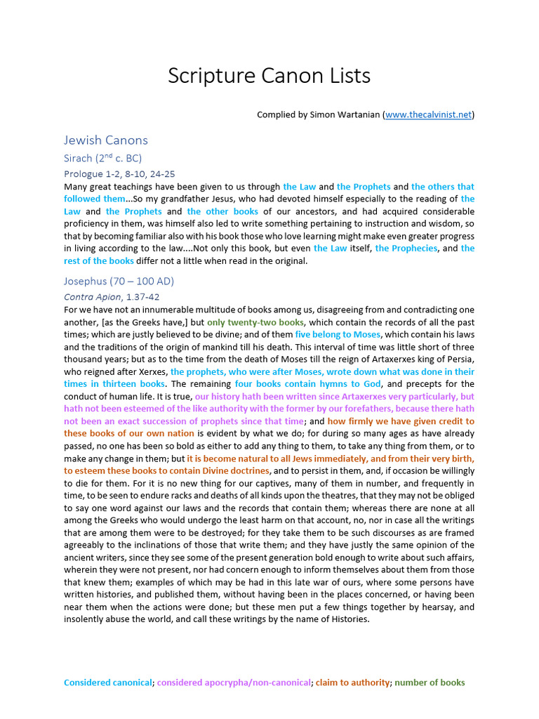 Canon Lists | PDF | Nevi'im | Biblical Canon