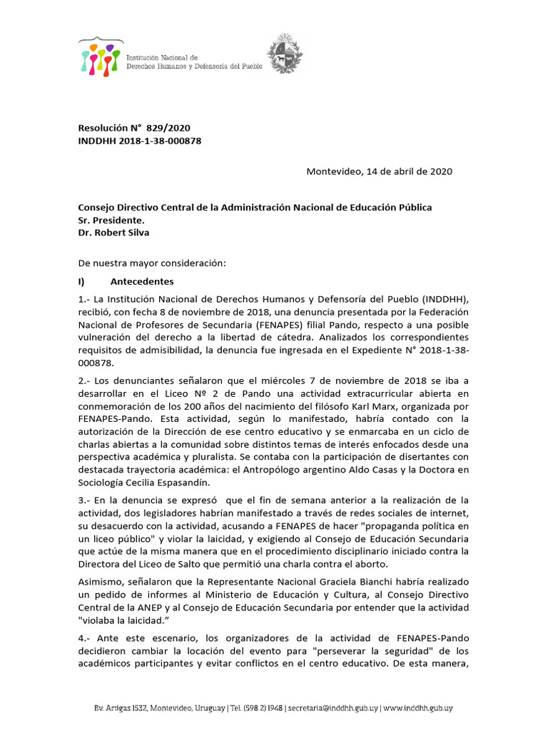 INDH Educación - No Vulneración - Laicidad | PDF | Libertad de expresión | Justicia