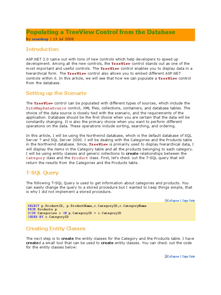 Treeview Control From The Database Pdf Microsoft Sql Server Databases