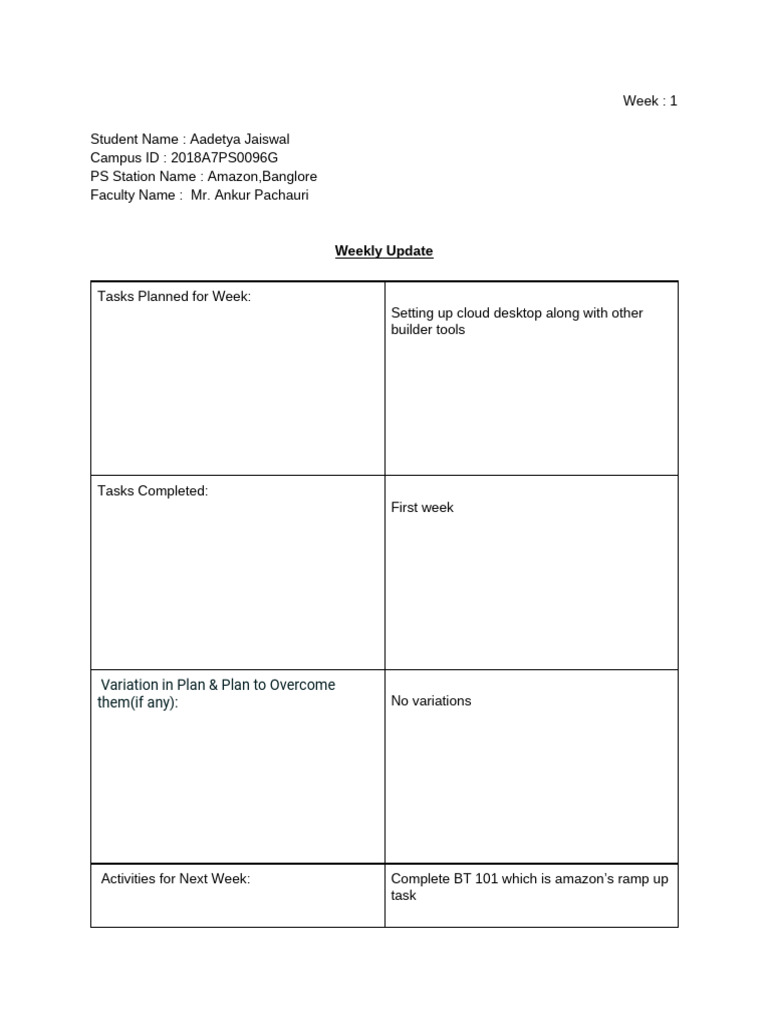 PS Diary Week 1 | PDF