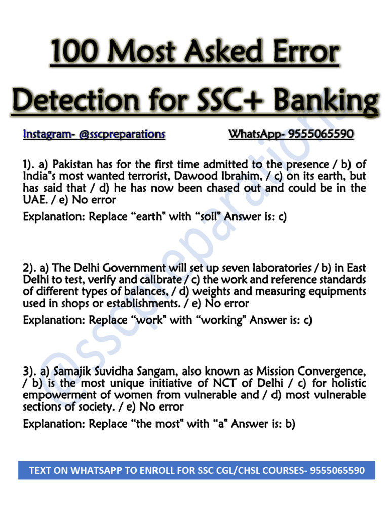 Most Asked 100 Questions On Error Detection | PDF