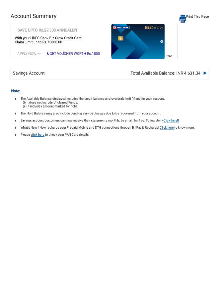 Welcome to HDFC Bank NetBanking | PDF