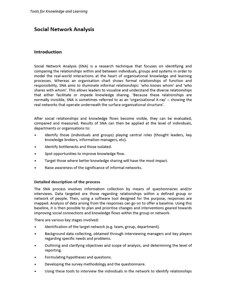 Intor To SNA | PDF | Non Governmental Organization | Social Network