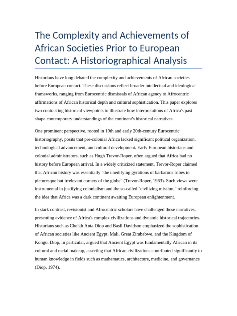 African Societies Before European Contact | PDF | Afrocentrism ...