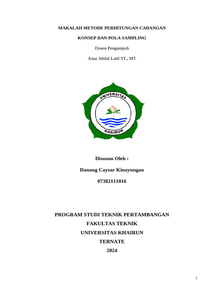 Perhitungan Cadangan Danang | PDF