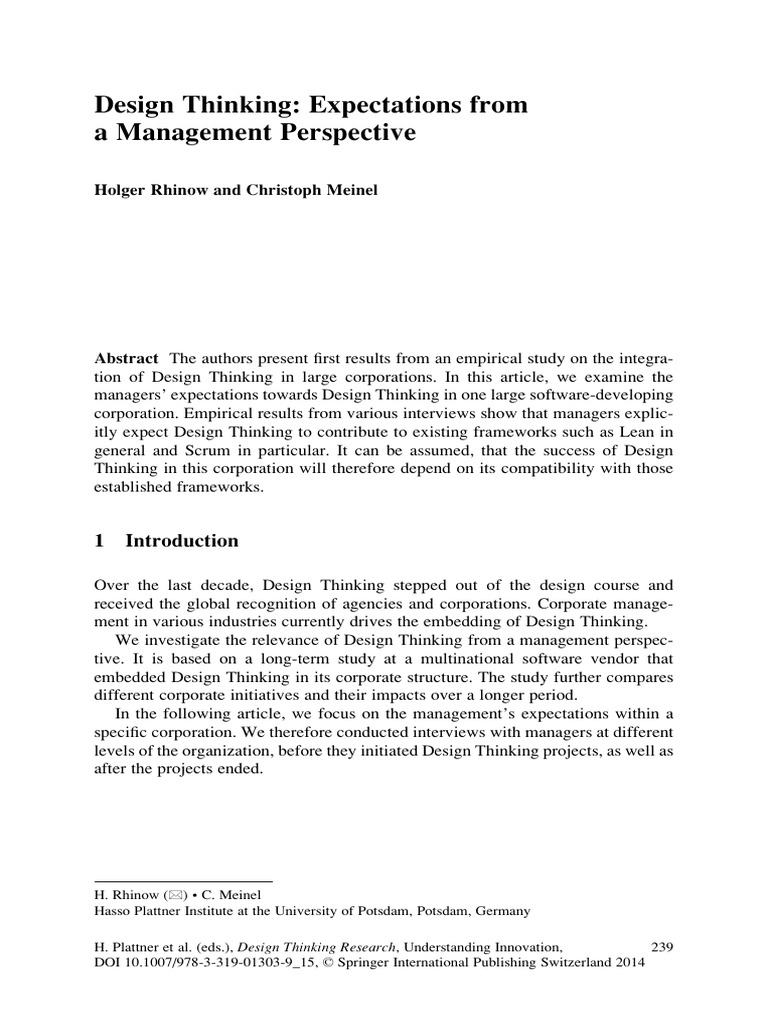 Design Thinking Management Expectations | PDF | Scrum (Software ...