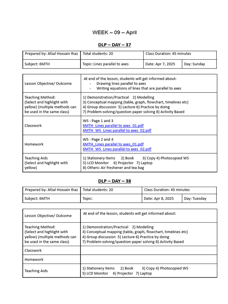 AE 6MTH DLP | PDF | Teaching Method | Worksheet
