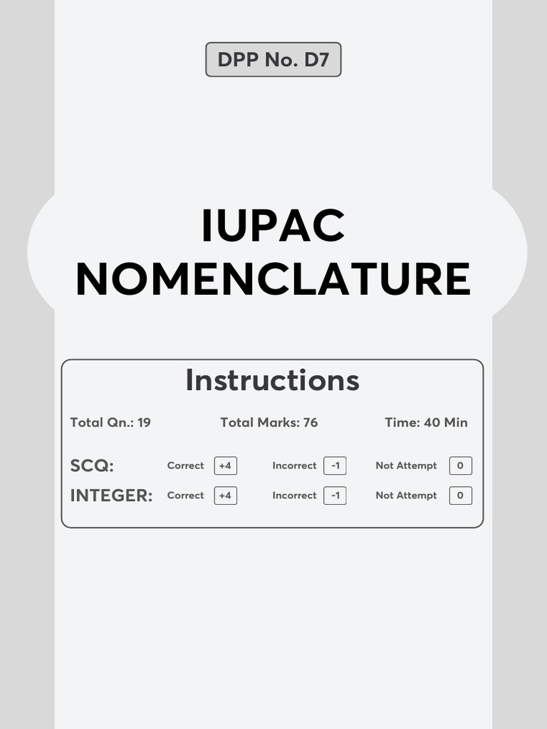 IUPAC Nomenclature Practice Questions | PDF | Acetic Acid ...