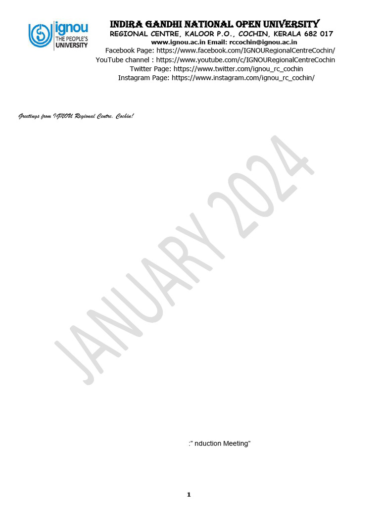 IGNOU Induction Guidelines Jan 2025 | PDF | Learning | Distance Education