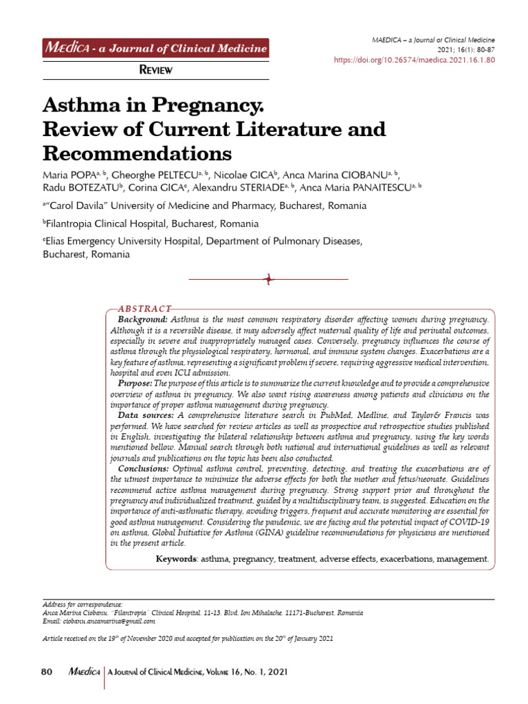 2021 16 (19) No1 pg80-87 | PDF | Asthma | Preterm Birth