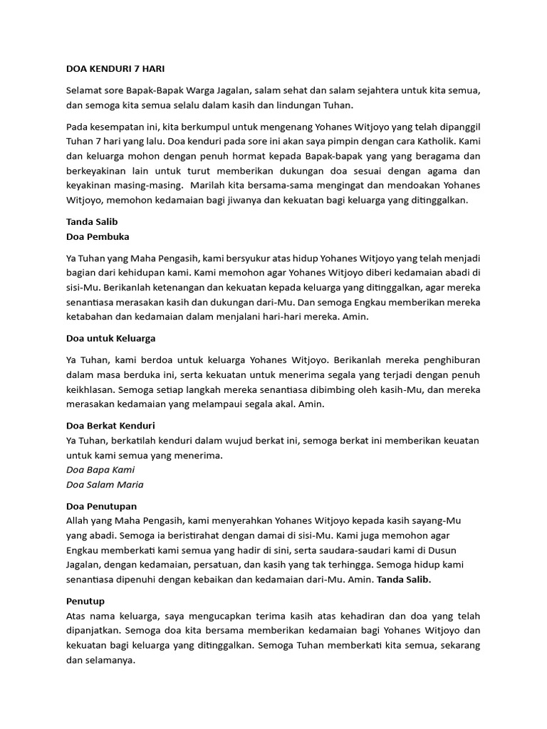 Doa Kenduri 7 Hari - Edit3 | PDF