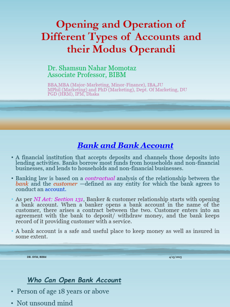 Print - Opening and Operation of Diff. Types of Accounts - 23 | PDF ...
