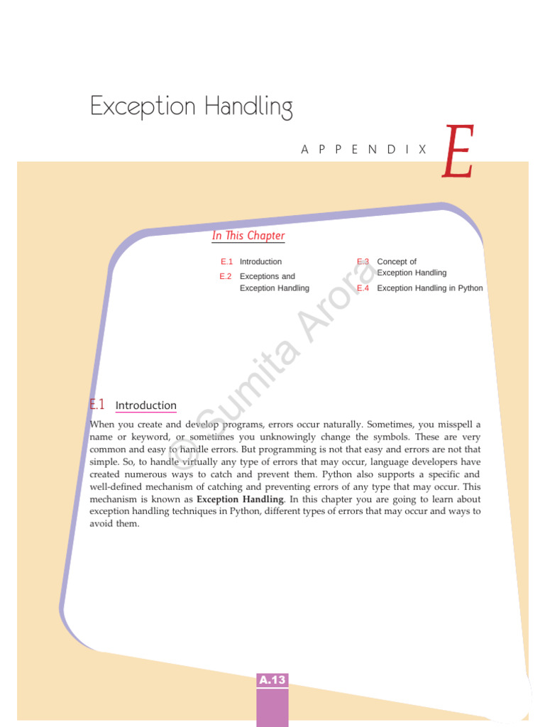 Exception Handling - Sumita Arora-Pages | PDF | Parameter (Computer Programming) | Python ...