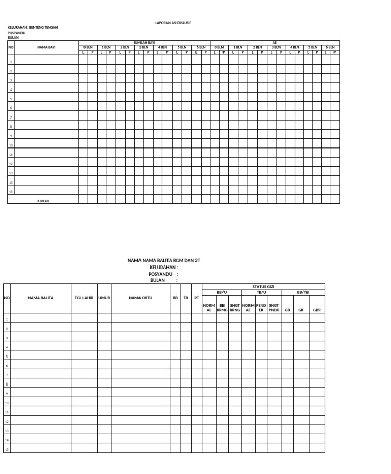 Format Lap Asi Dan Bgm | PDF