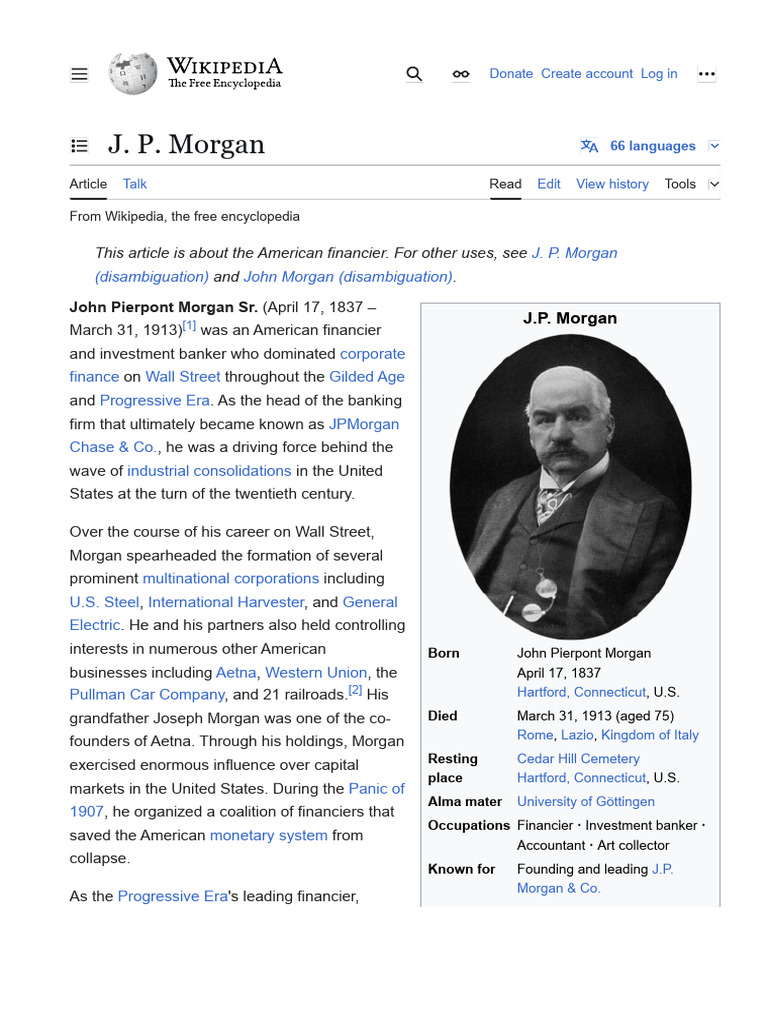 En Wikipedia Org Wiki J - P - Morgan... | PDF | J. P. Morgan | J.P ...