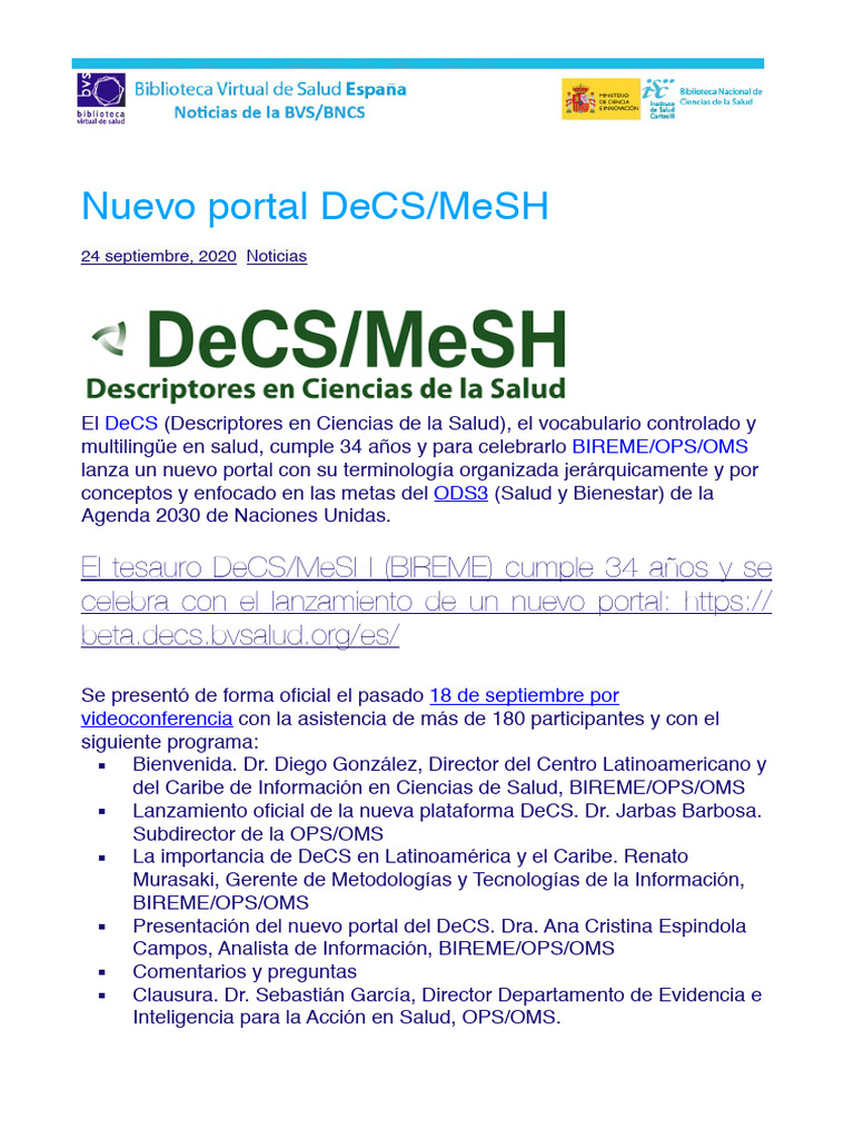 Nuevo_Portal_DeCS_MeSH | PDF | Ciencias de la Información | La ciencia ...