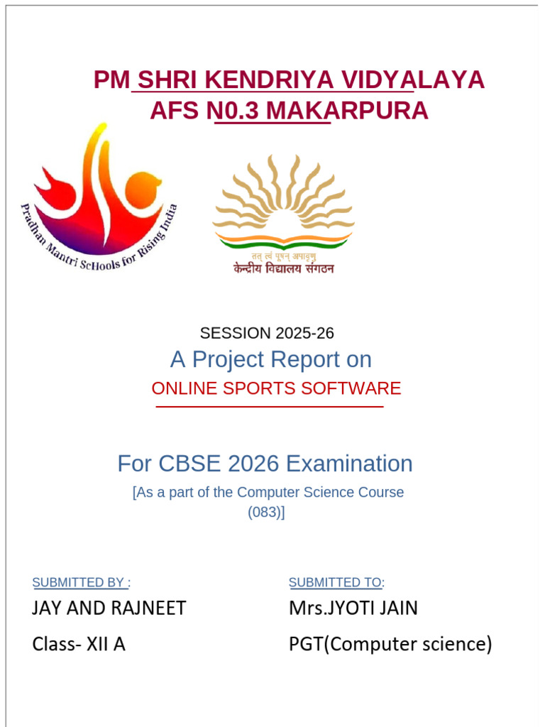 PM Shri Kendriya Vidyalaya Afs N0.3 Makarpura: A Project Report On ...