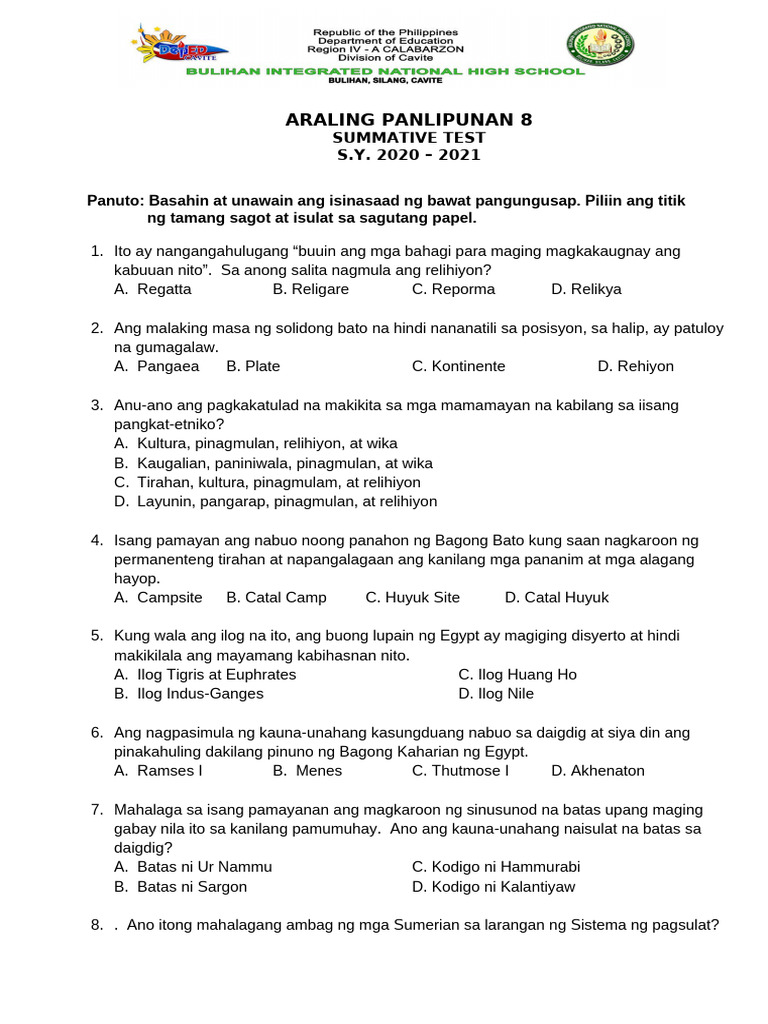 Ap 8 Summative | PDF