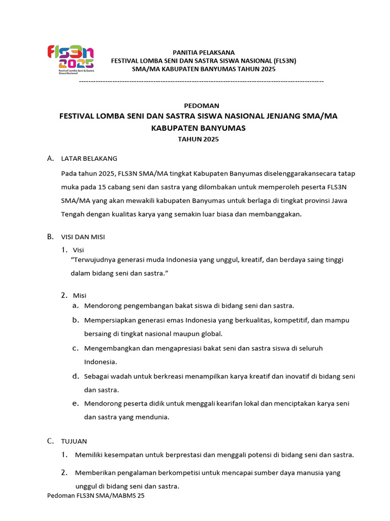 Pedoman FLS3N Kab Banyumas 2025 | PDF
