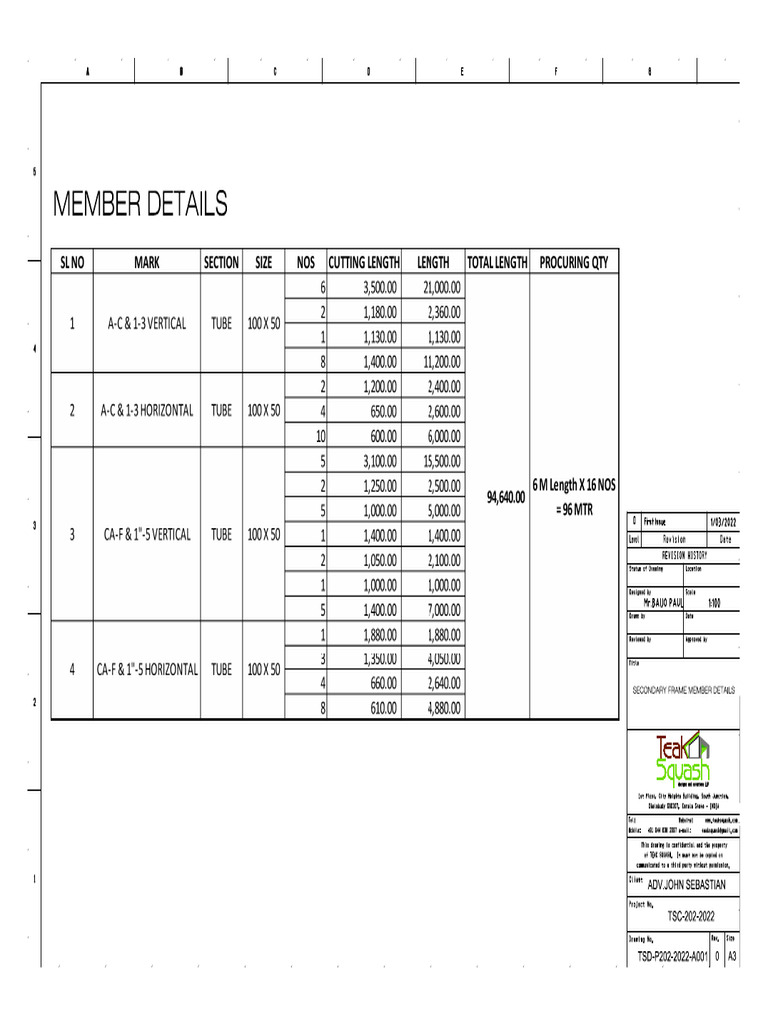 Secondary Frame Member Details | PDF