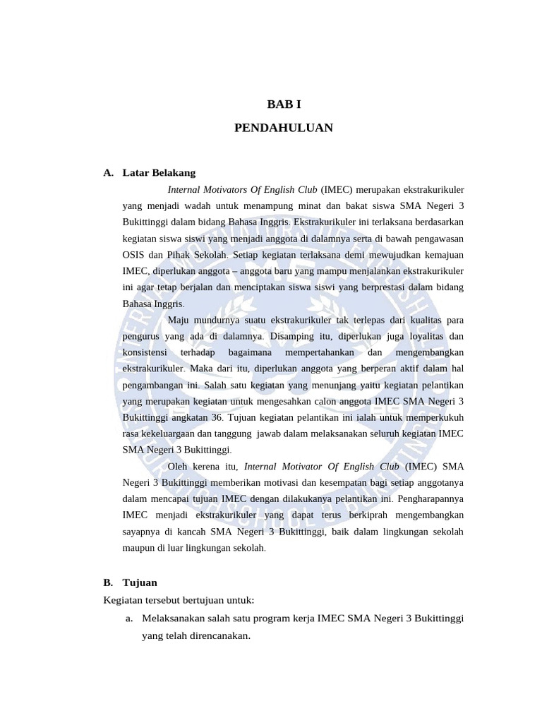 Proposal Pelantikan Anggota Imec 36 | PDF