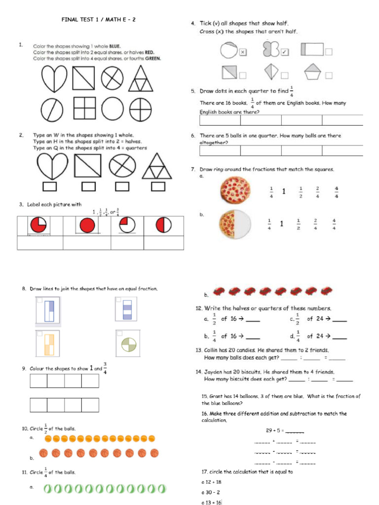 Final Test 1 - Math - E2 - 2023 | PDF