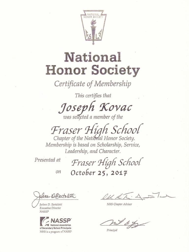 Nhs Certificate of Membership | PDF