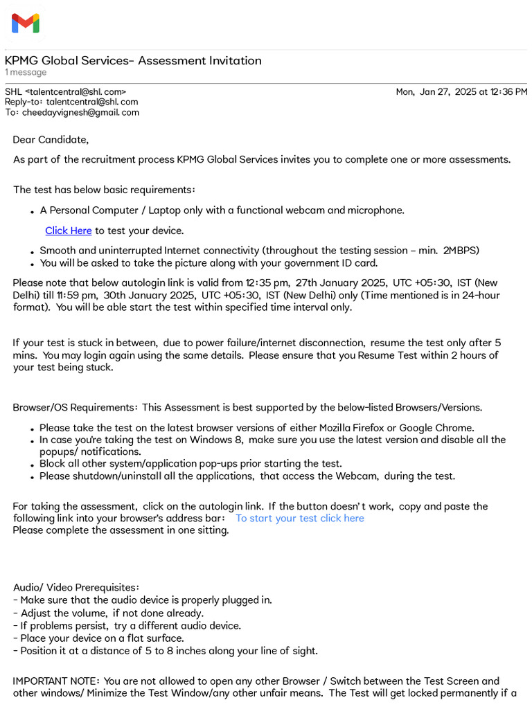 KPMG Assessment Test Instructions | PDF | Computing | Software