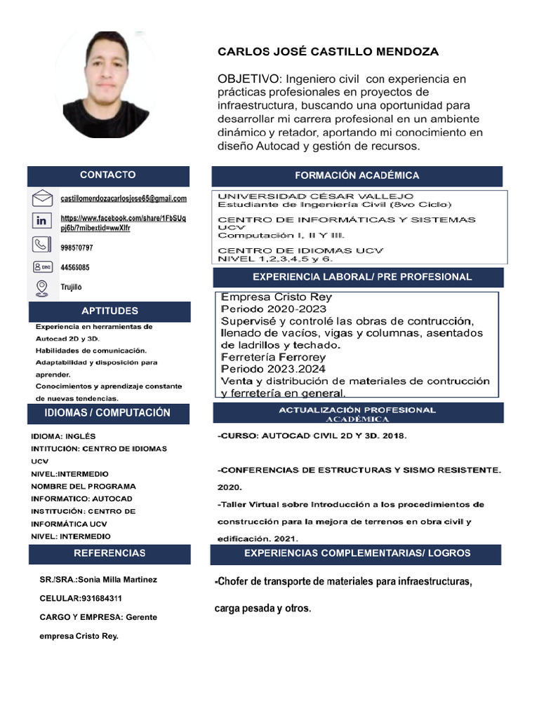 FORMATO CV Examen Parcial | PDF