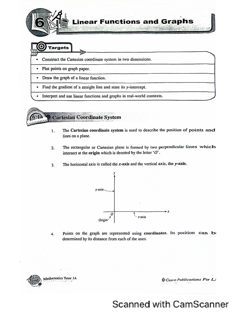 Maths Tutor Sec 1 Chapter 6, Linear Functions and Graphs | PDF