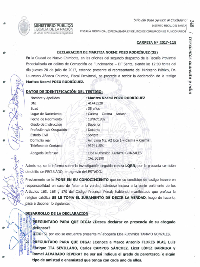 Declaracion de Maritza | PDF