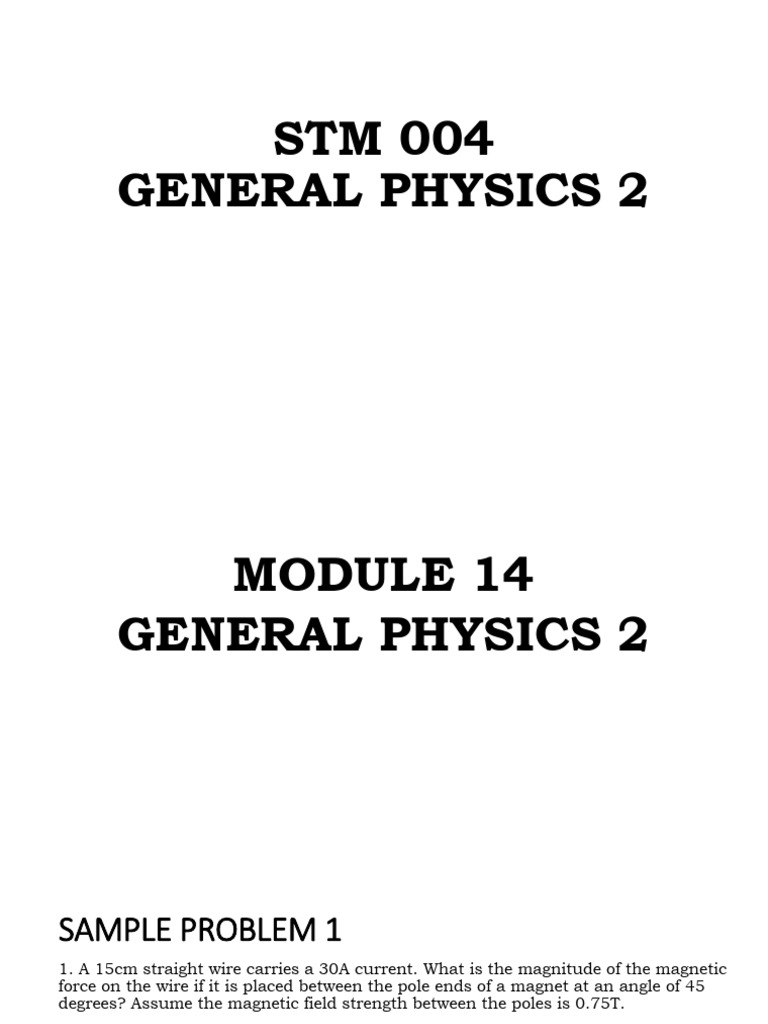 Stm 004 Sample Problem 141516 | PDF | Magnetic Field | Force