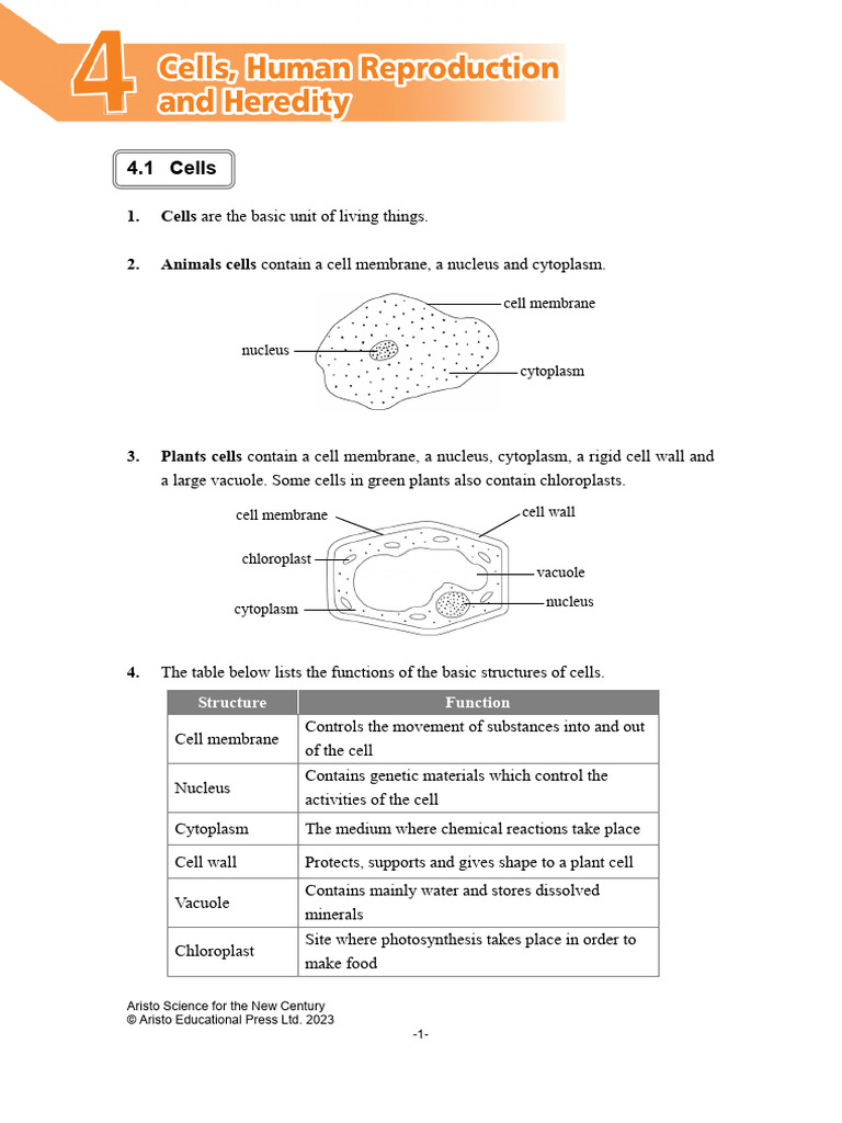 Unit 4 Quick Revision Notes | PDF | Cell (Biology) | Microscope