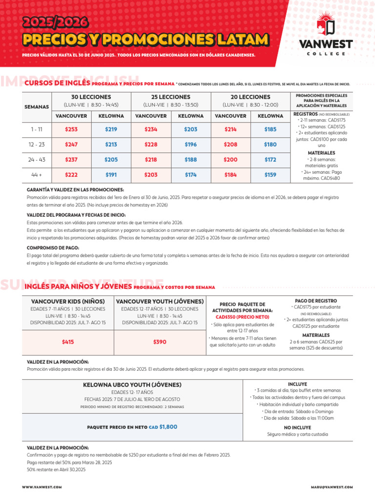 VanWest Promotional Prices Flyer 2025 Spanish Letter | PDF
