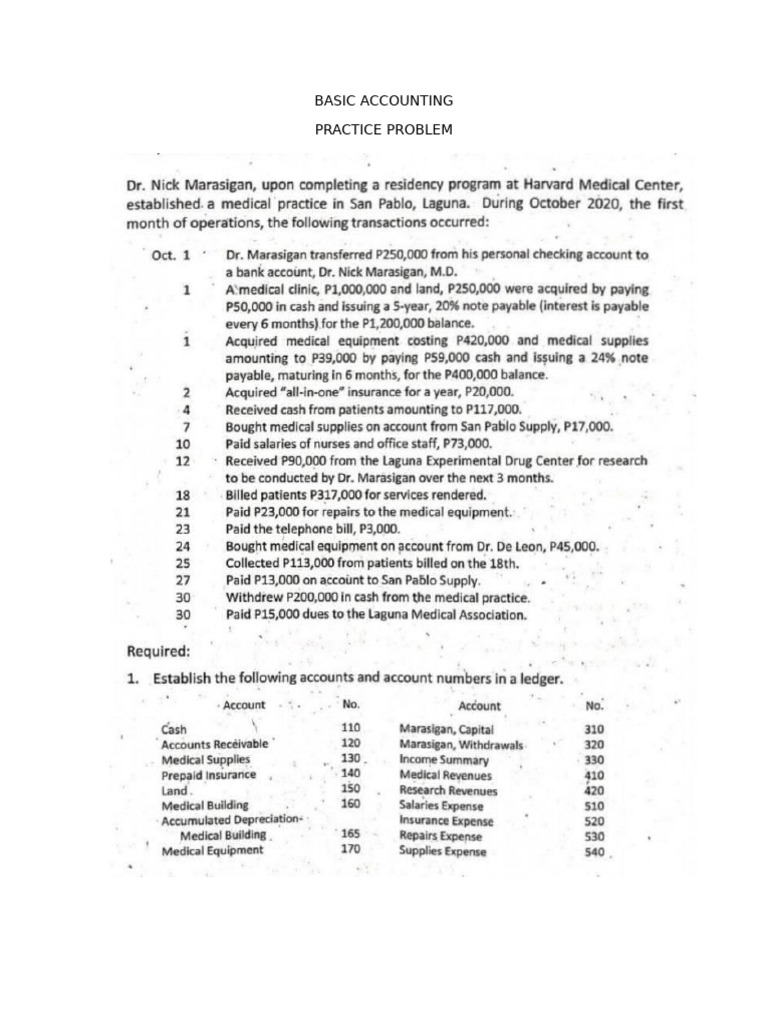 Basic Accounting Practice Problem | PDF