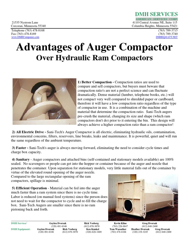 Advantages of Auger Compactor | PDF | Waste | Industries