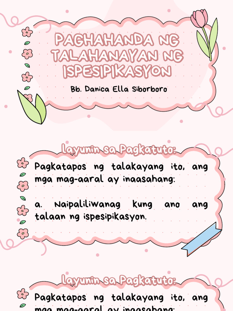 Paghahanda NG Talahanayan NG Espisipikasyon | PDF