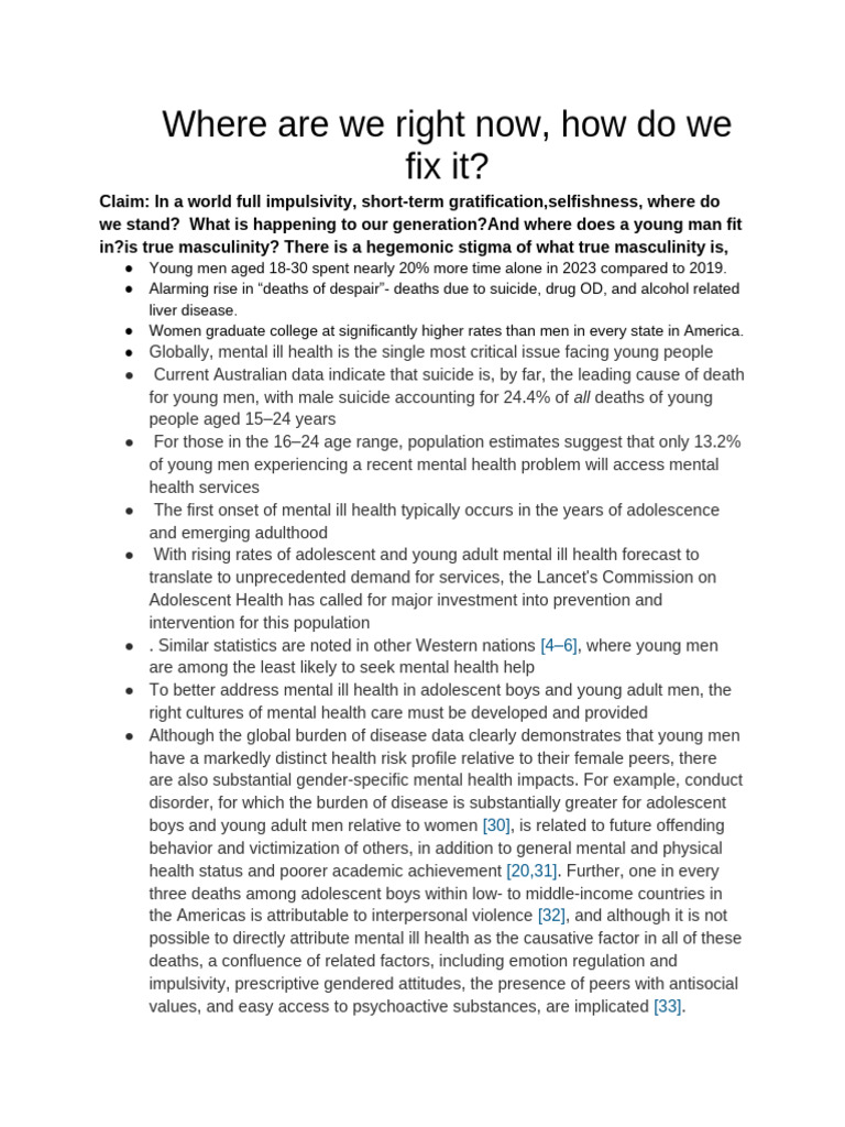 Modern Day Struggles of Young Men | PDF | Substance Abuse | Mental Disorder