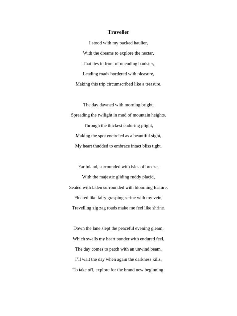 The Traveler's Pledge Poem | PDF