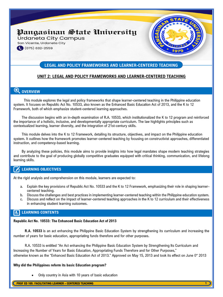 Legal and Policy Frameworks | PDF | Curriculum | Constructivism (Philosophy Of Education)