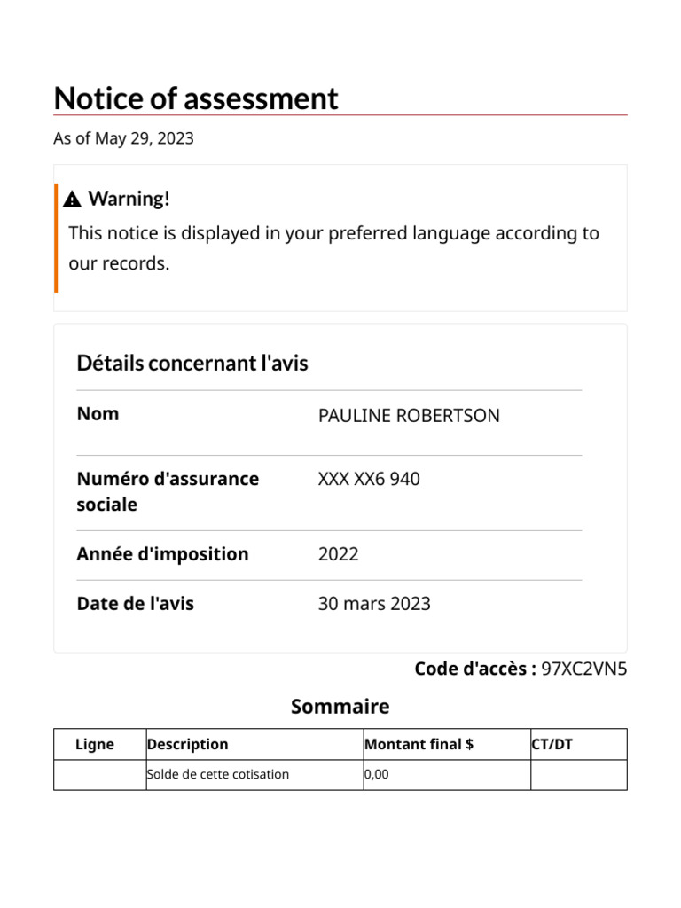 Avis de Cotisation | PDF
