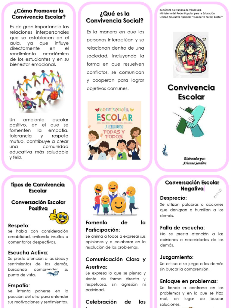 Triptico Convivencia Escolar | PDF | Conceptos psicologicos | Ciencias del comportamiento