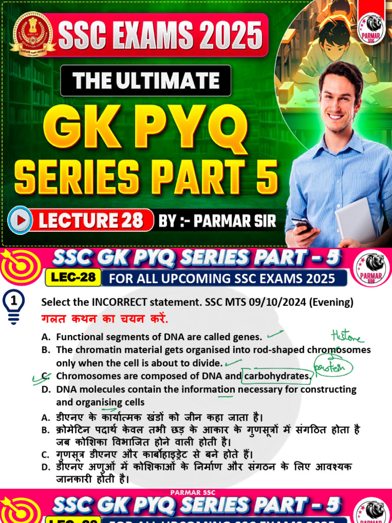 PARMAR SSC GK PYQ PART - 5 Lecture 28 | PDF