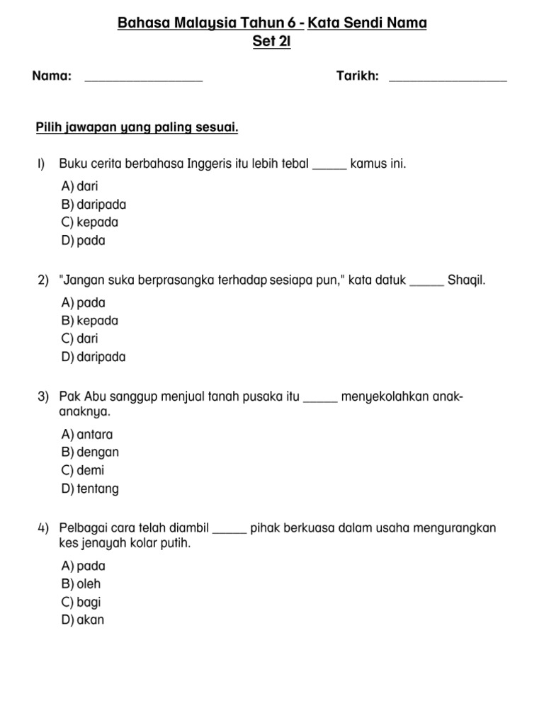 Bm Tahun 6 Set 21 Pdf