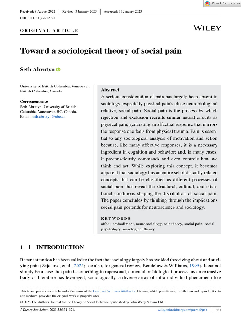 J Theory Soc Behav - 2023 - Abrutyn - Toward A Sociological Theory of ...
