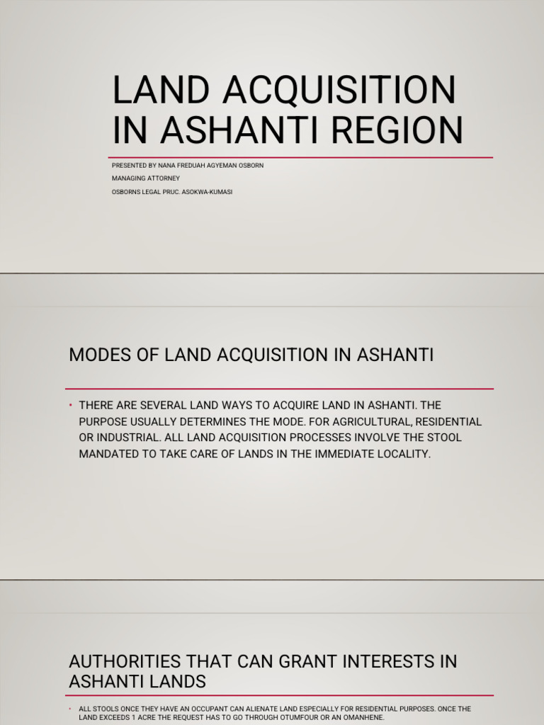 Land Acquisition Methods in Ashanti Region | PDF