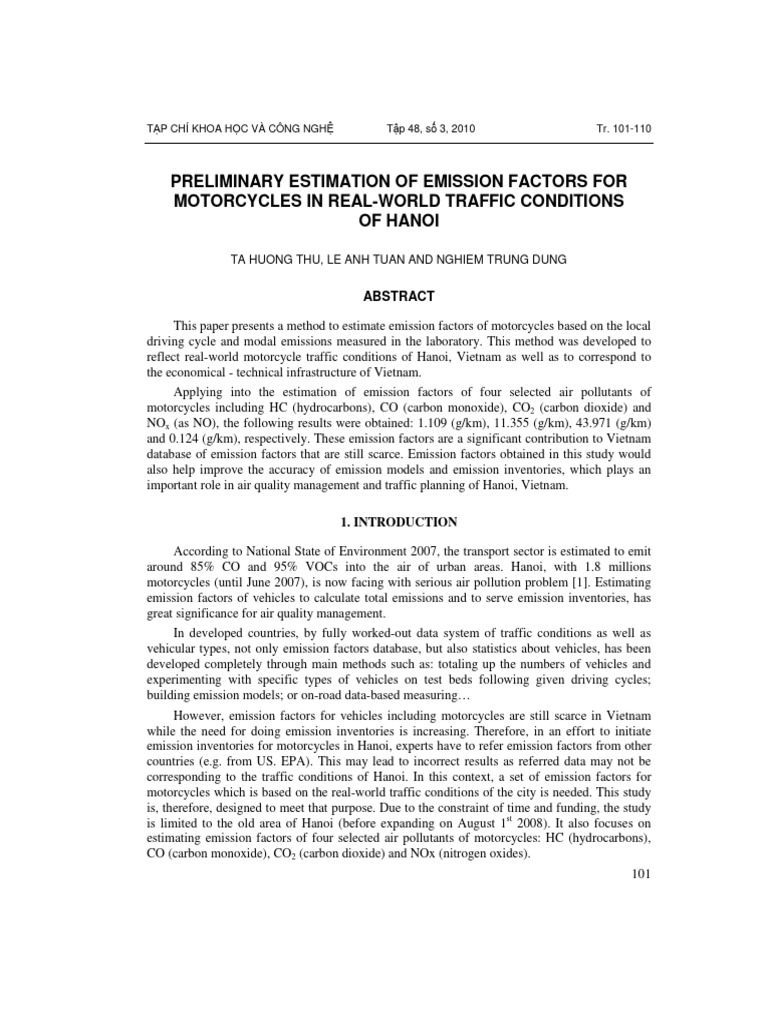 Preliminary Estimation of Emission Factors For Motorcycles in Real ...