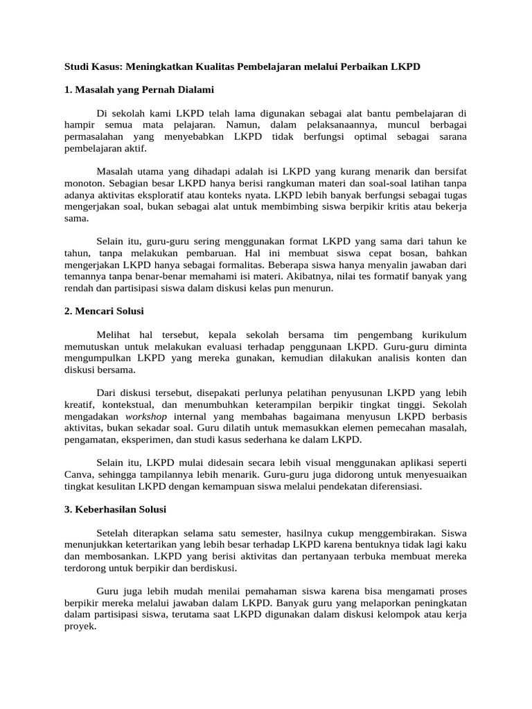 Studi Kasus LKPD | PDF