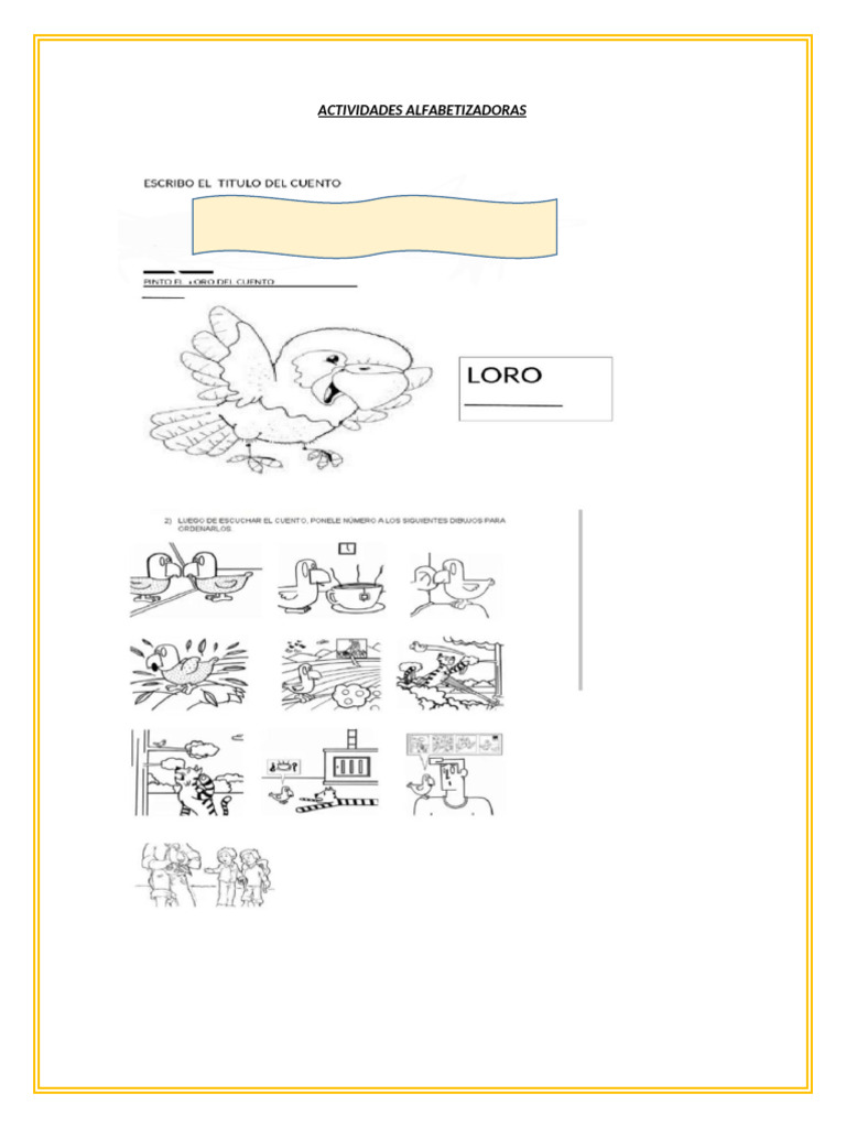 Actividades del Cuento "El Loro Pelado" | PDF