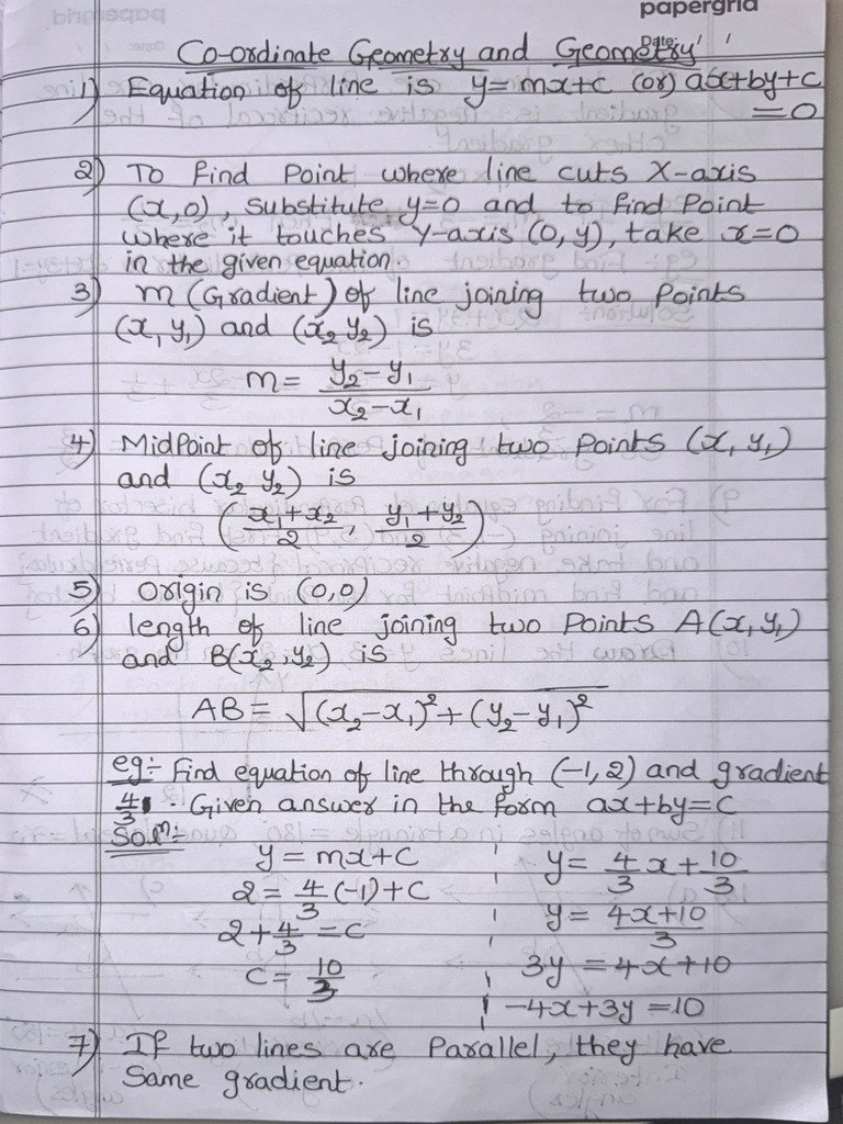 Coordinate Geometry and Circle Theorems Formulas | PDF